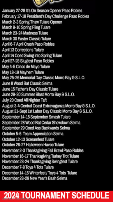 Copy of 2024 It's On Softball Tournament Schedule | PosterMyWall