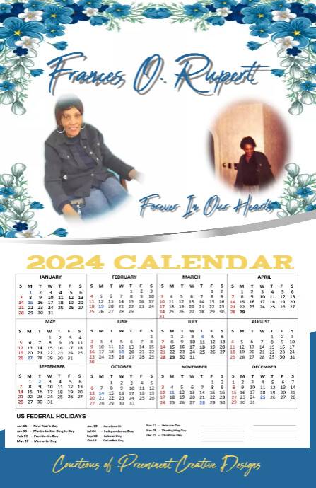 Copy of Frances O. Rupert Calendar | PosterMyWall