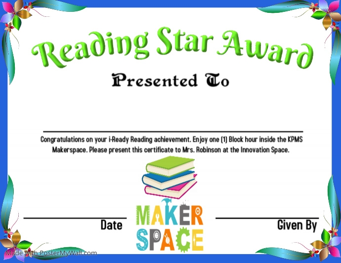 Copy of Copy of Reading Award | PosterMyWall
