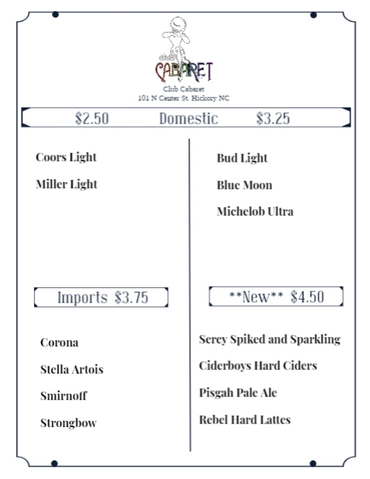 back drink menu | PosterMyWall