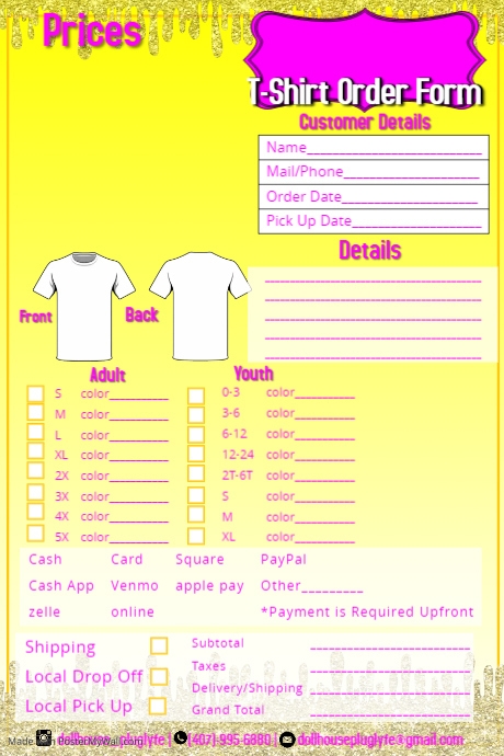 Copy of Copy of T-Shirt Order Form | PosterMyWall