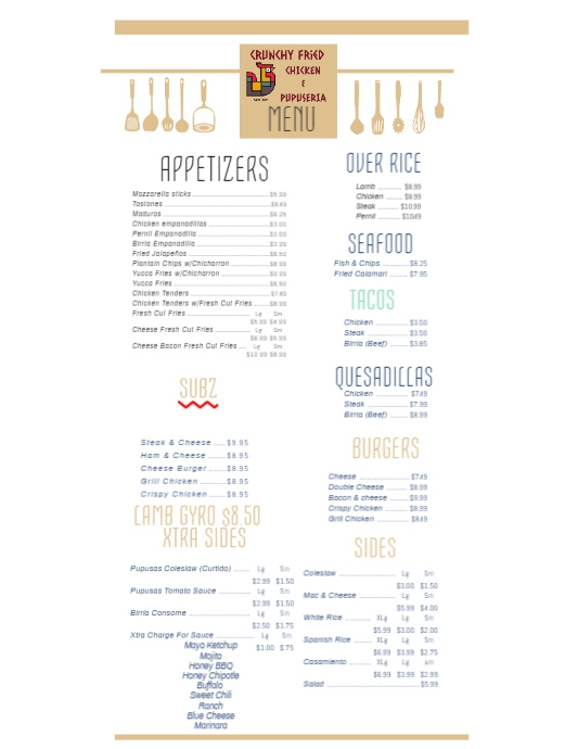 Copy of Copy of Copy of Menu | PosterMyWall