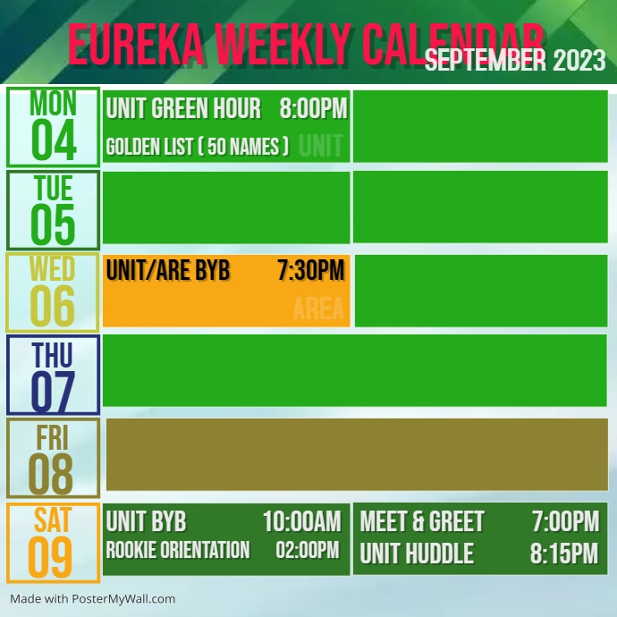 Copy of UNIT WEEKLY HUDDLE (2) | PosterMyWall