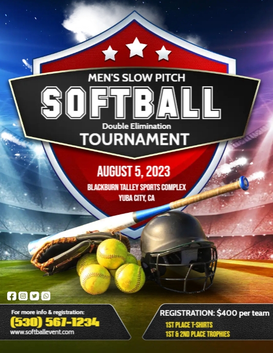 Red Softball Tournament Flyer Template | PosterMyWall