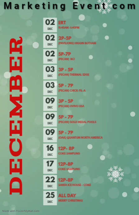 Christmas calendar, Christmas events,calendar | PosterMyWall