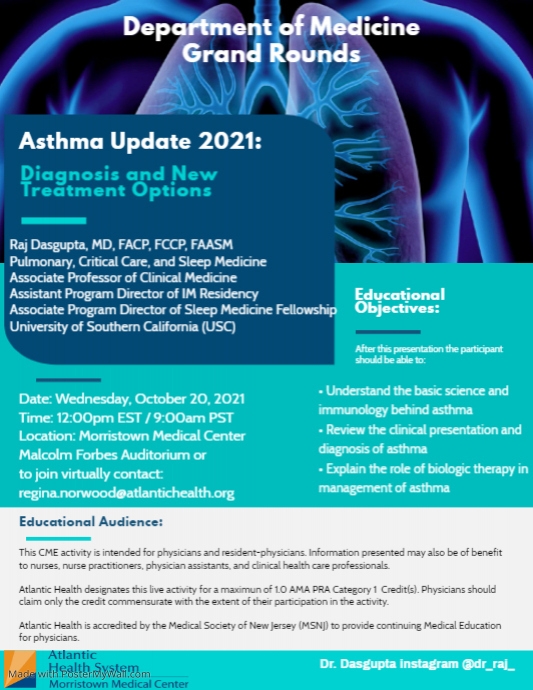 Copy of Asthma Update 2021: Diagnosis and New Treatment OptionsFlyer ...