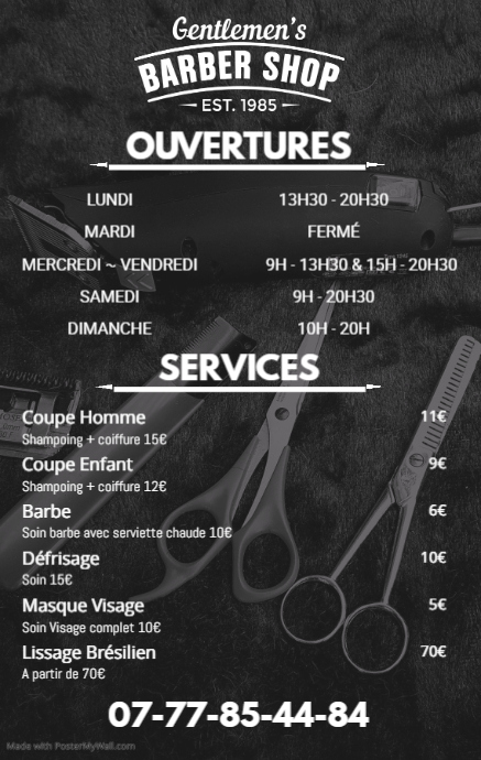 Copie de Barber Shop Business Hours Sign Template | PosterMyWall