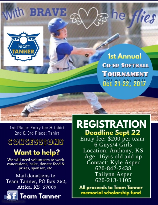 2017 Team Tanner Softball Flyer | PosterMyWall