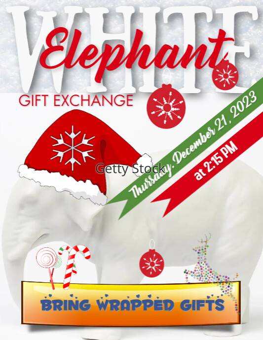 White Elephant Gift Exchange Flyer Template | PosterMyWall