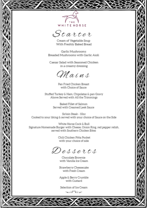 Sunday Lunch Menu (7) | PosterMyWall