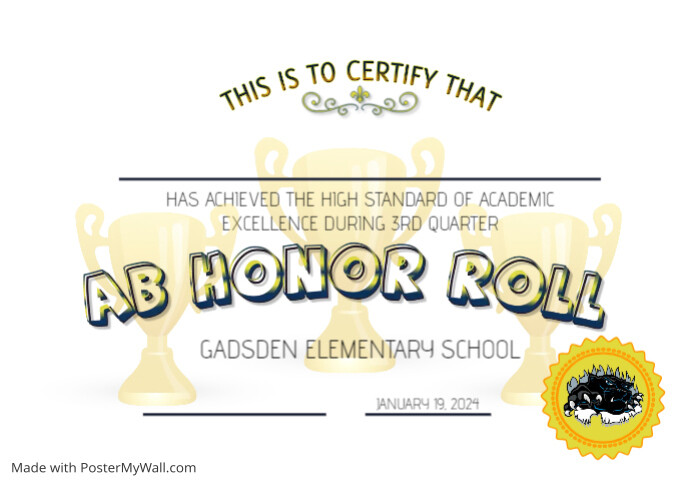 Copy of AB HONOR ROLL CERTIFICATE | PosterMyWall