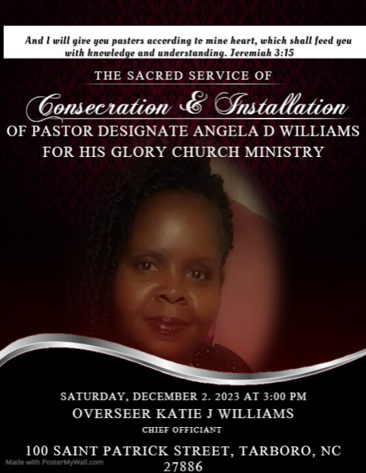 Pastoral Installation Flyer | PosterMyWall