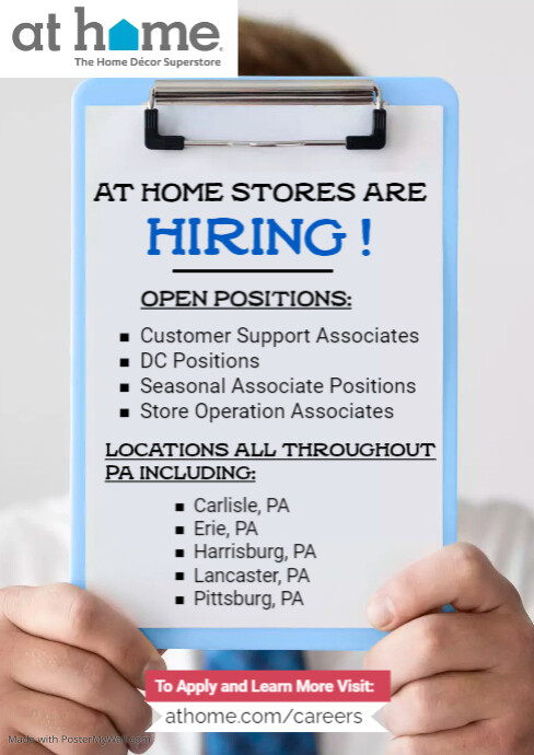 At Home Stores Hiring | PosterMyWall
