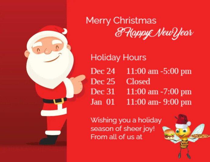 Holiday hours - Christmas announcement | PosterMyWall