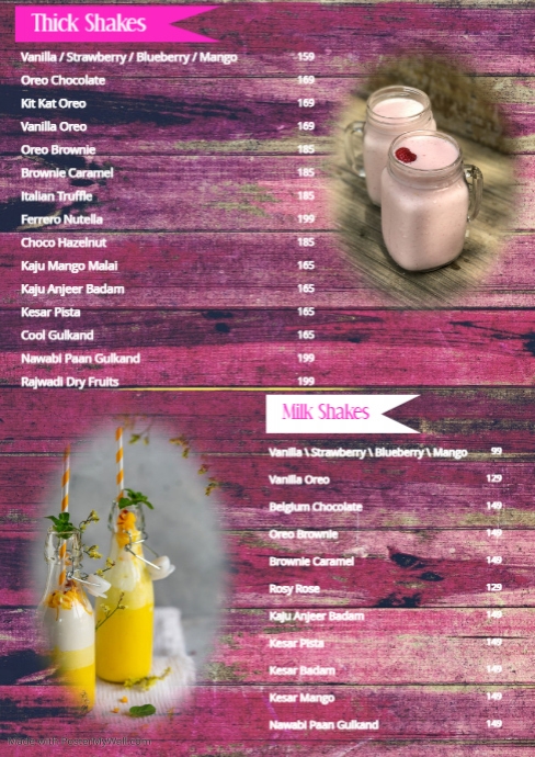 Swiss Cafe Menu1 - Shakes | PosterMyWall