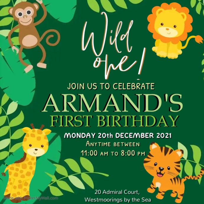 Copy of JUNGLE SAFARI THEME BIRTHDAY TEMPLATE | PosterMyWall