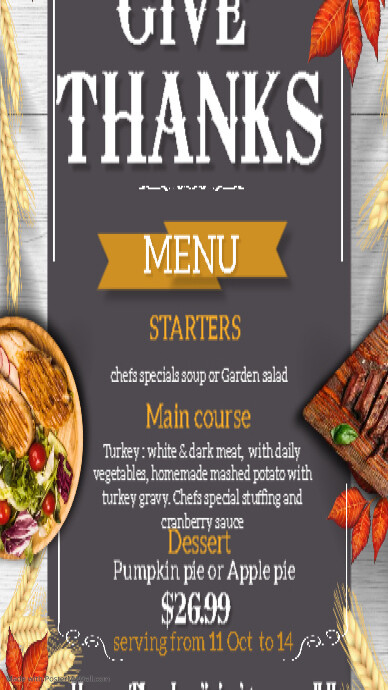 Thanks giving menu | PosterMyWall