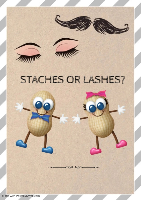 Staches or lashes gender reveal card (1) | PosterMyWall