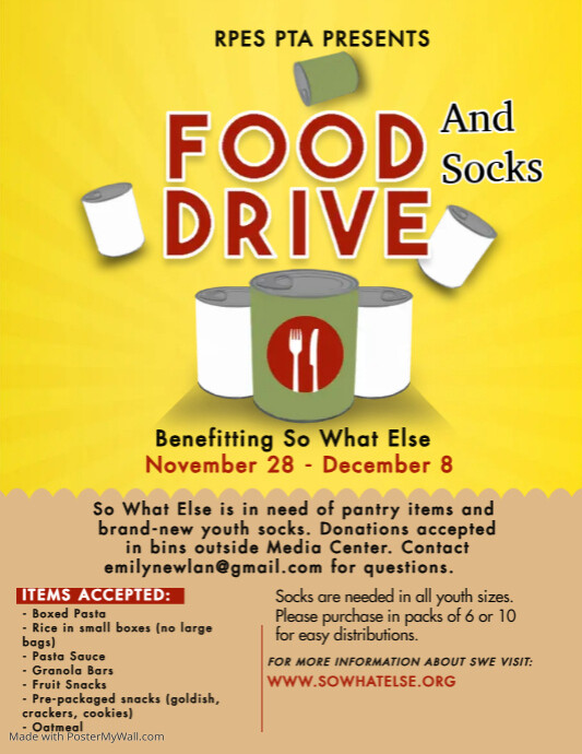 Food Drive Fundraiser Flyer | PosterMyWall