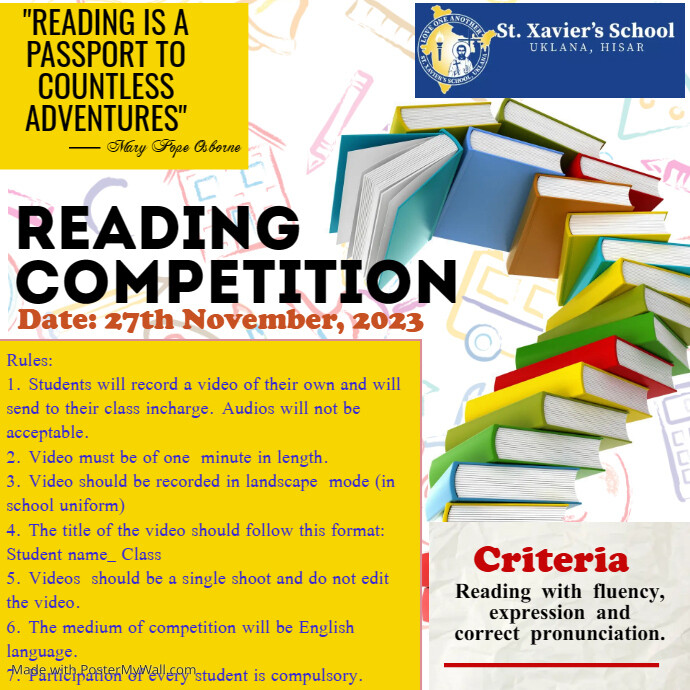 Reading competition, poster | PosterMyWall