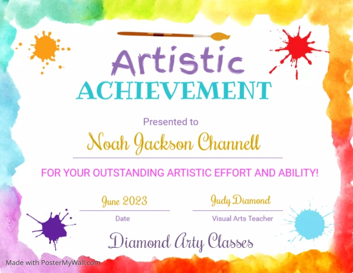 Art Award Certificate | PosterMyWall