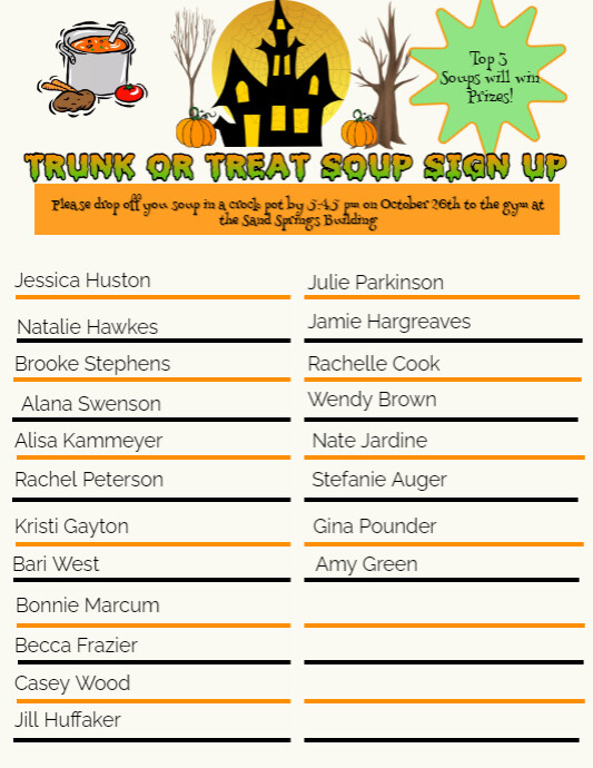 Halloween Volunteer sign up sheet | PosterMyWall