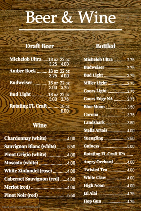 Copy of Copy of Bar Menu | PosterMyWall