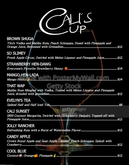 Copy of Basic Cocktail Menu | PosterMyWall