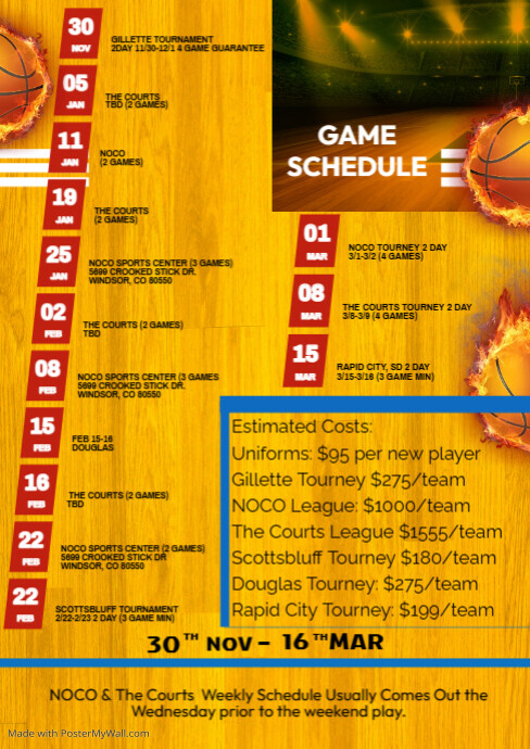 March Madness Match Schedule Template | PosterMyWall