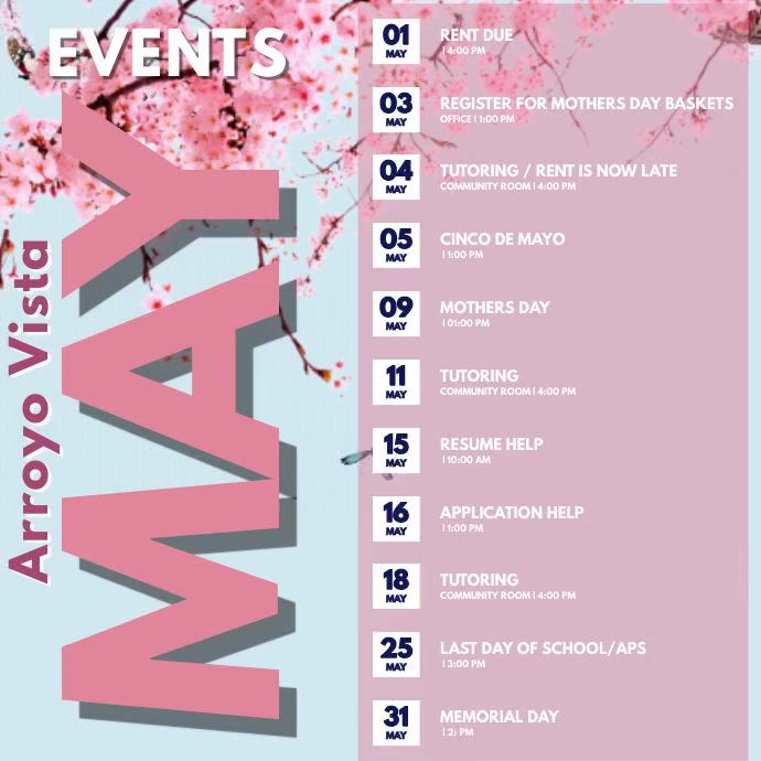 Copy of May Events Schedule Video Calendar Template | PosterMyWall