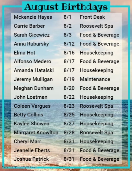 August Birthdays | PosterMyWall