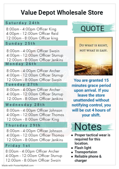 Copy of Value Depot Schedule | PosterMyWall