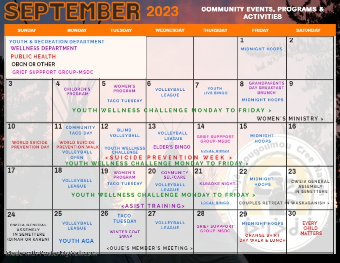 September 2023 Monthly Events Calendar | PosterMyWall