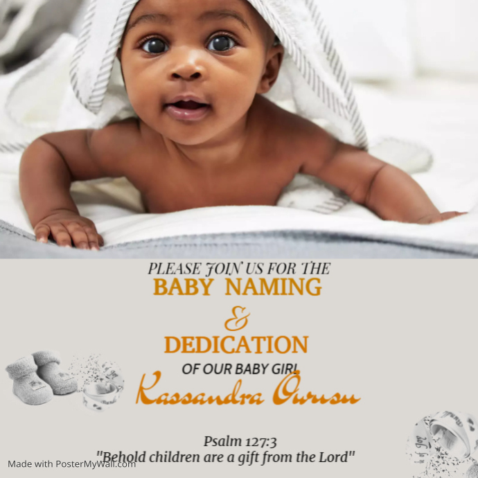 baby naming and dedication invitation flyer | PosterMyWall