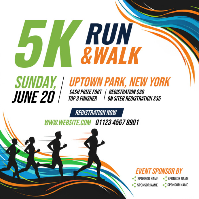 5k Run Event Square (1:1) Template | PosterMyWall