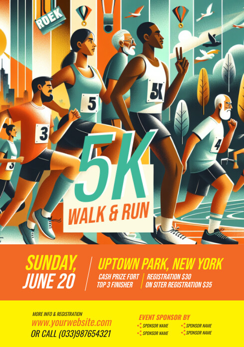 5K Walk & Run Event Flyer Template | PosterMyWall