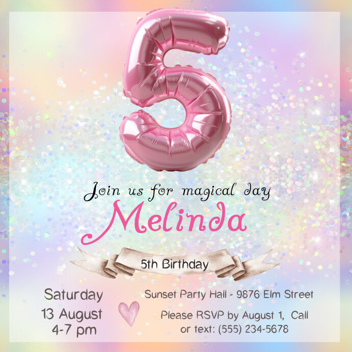 5th birthday invitation template | PosterMyWall