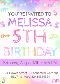 5th birthday invitation Template | PosterMyWall