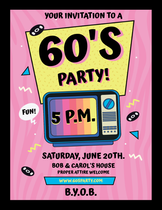 60'S PARTY Template | PosterMyWall