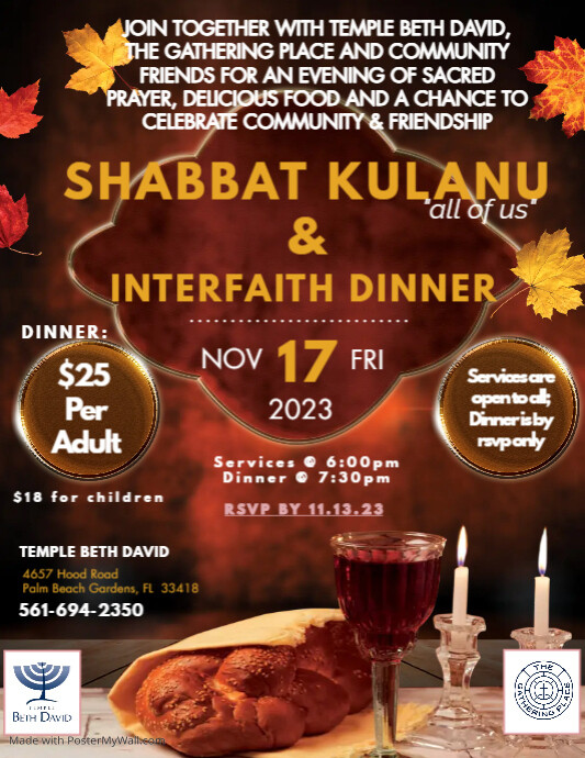 Traditional Shabbat Dinner Invite | PosterMyWall