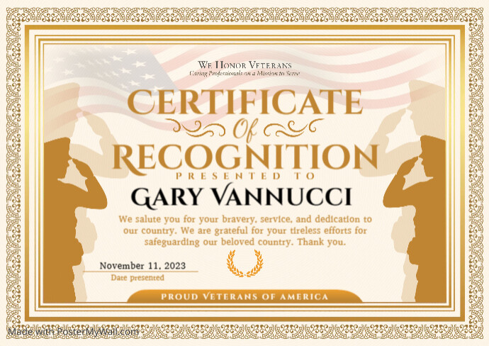 Veterans Recognition Certificate Template | PosterMyWall