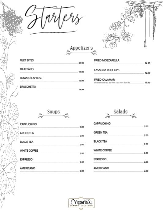 Victoria's Menu alternate option | PosterMyWall