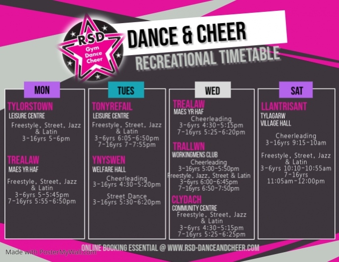 Copy of Gym Timetable Template | PosterMyWall