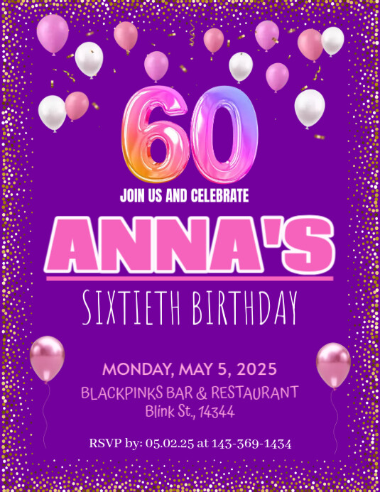 60th Birthday Template | PosterMyWall