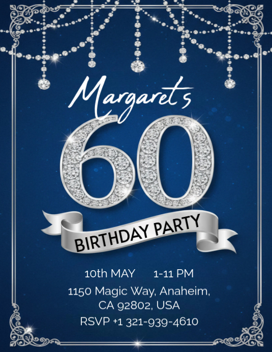 60th birthday party invitation string lights Template | PosterMyWall
