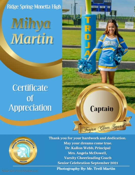 Copy of Mihya Martin Senior Night Sept 2021 | PosterMyWall