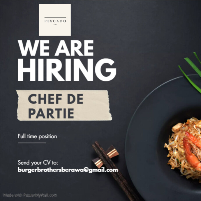 Copy of we are hiring kitchen staff flyer | PosterMyWall
