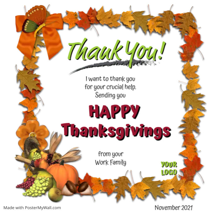Thanksgiving Thank You Card | PosterMyWall
