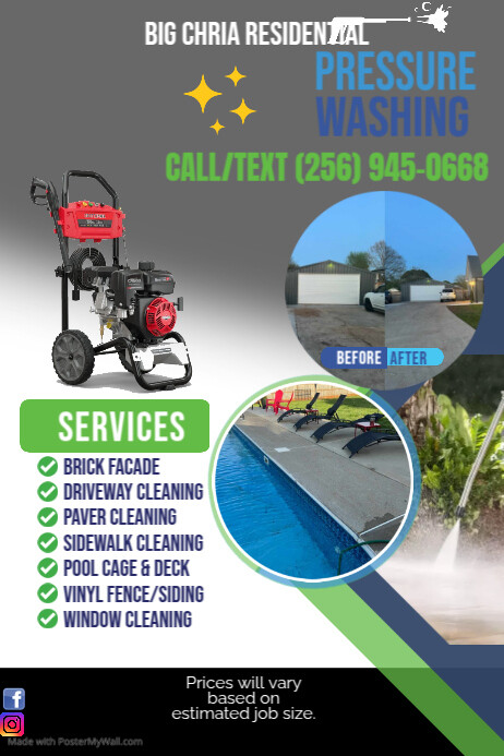 Pressure Washing Services Poster Template | PosterMyWall