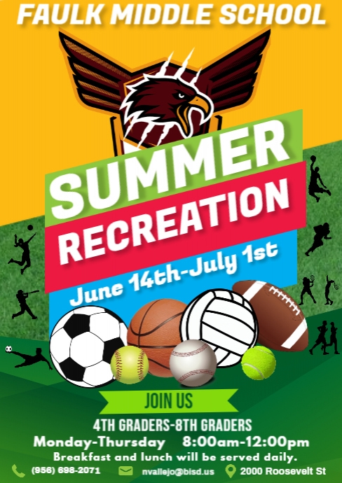 Faulk MS Summer Recreation Flyer | PosterMyWall